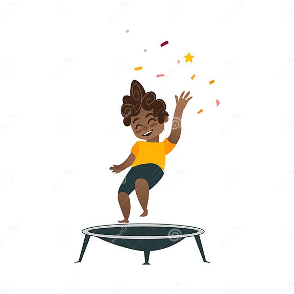 Vector Flat Black Boy Kid Jumping on Trampoline Stock Vector ... Vector Flat Black Boy Kid Jumping on Trampoline Stock Vector ...
