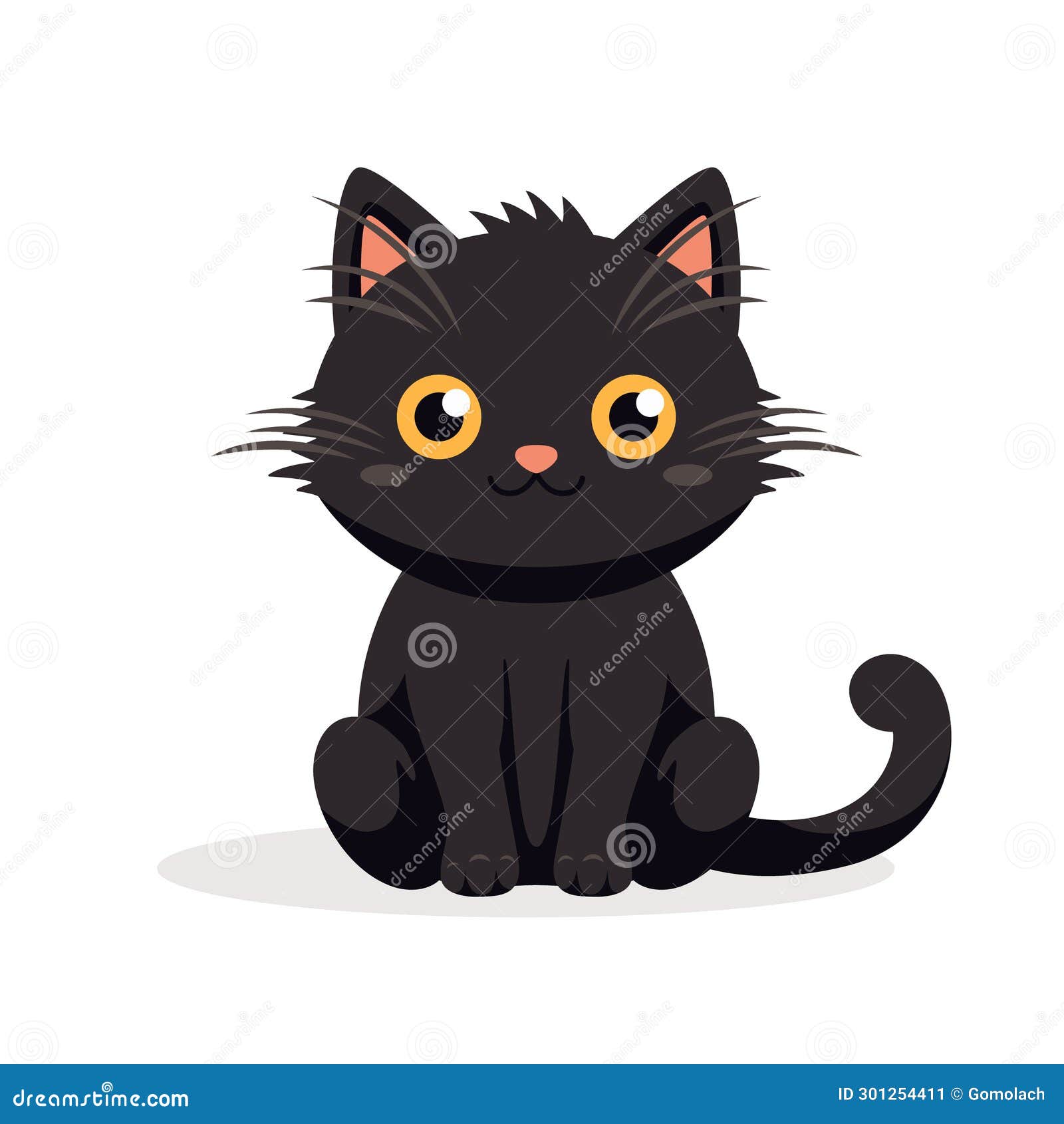 Vector Flat Black Cat. Cartoon Cat Icon Isolated Stock Vector ...
