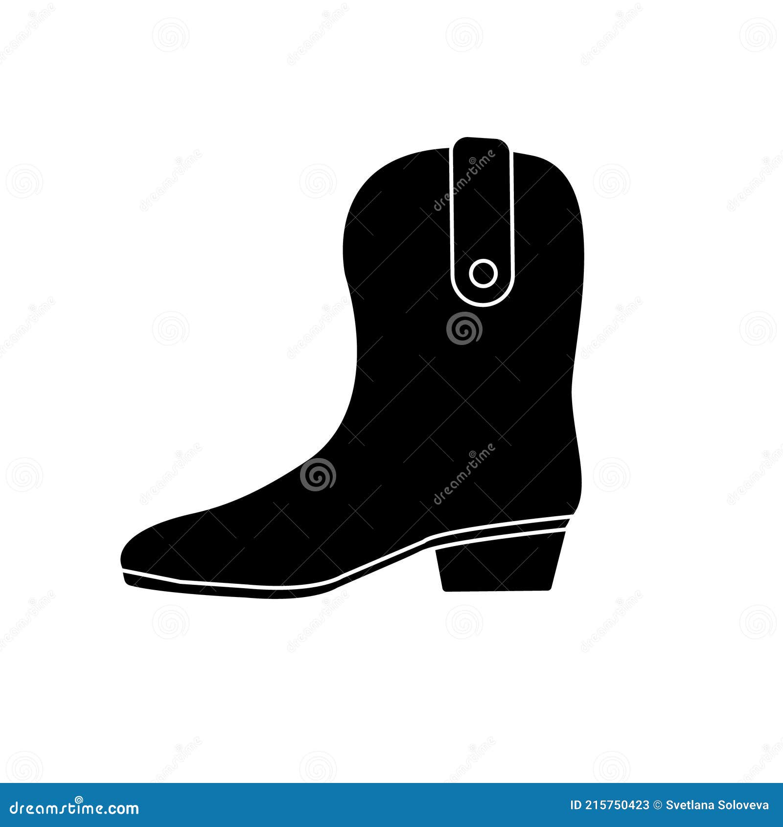 Vector Flat Black Cowboy Boot Stock Illustration - Illustration of ...
