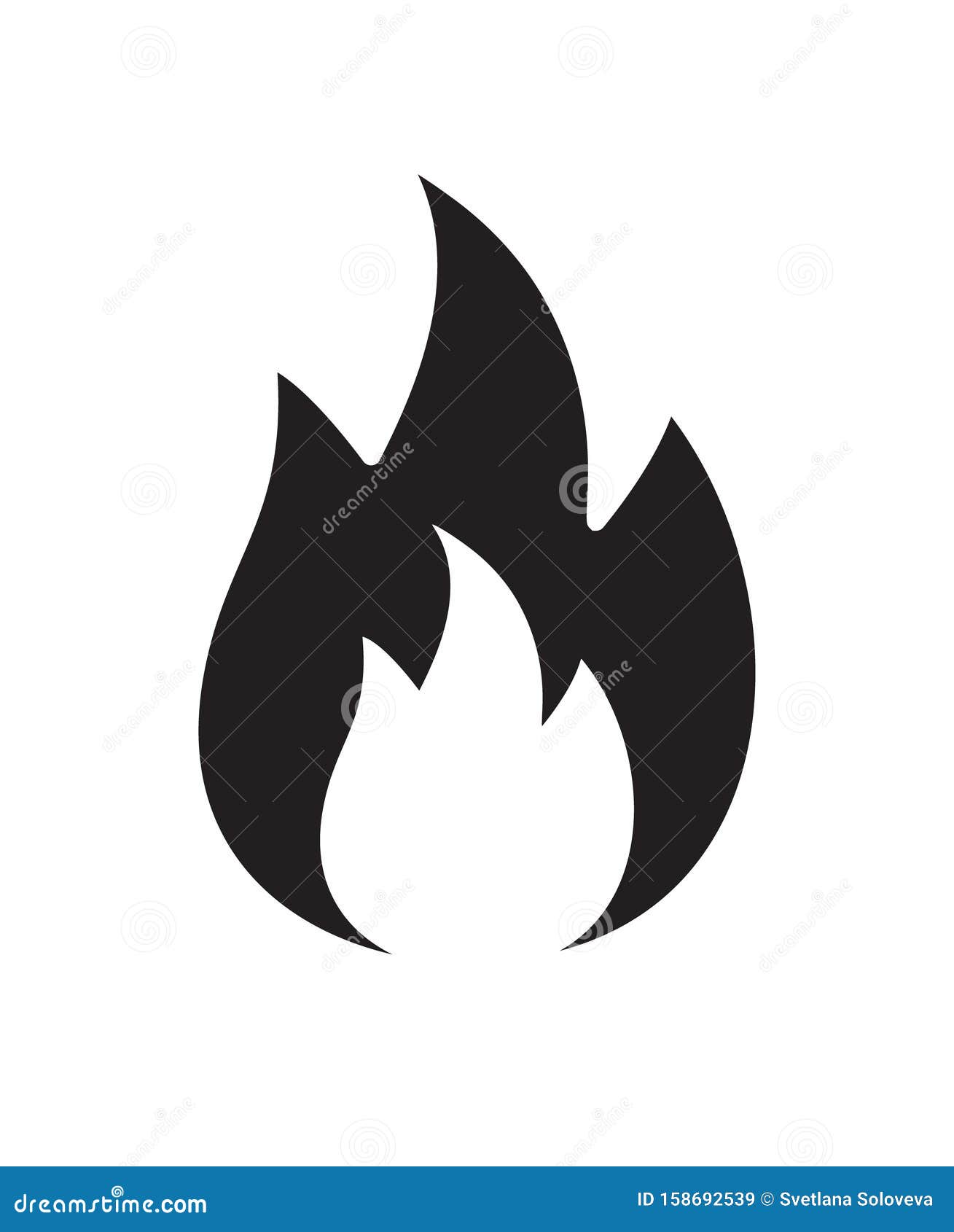 Vector Flat Black Fire Icon on White Background Stock Vector ...