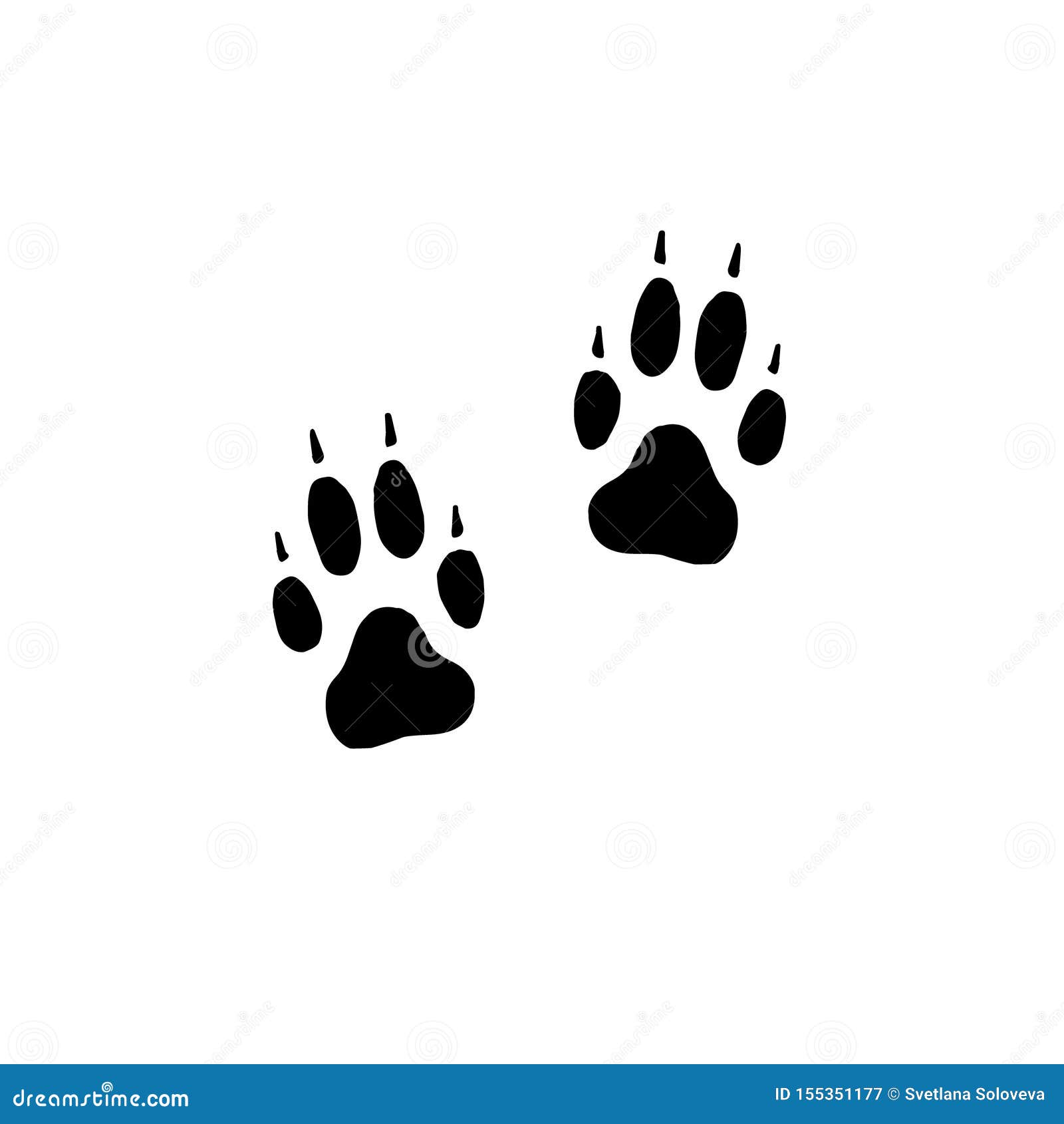 Vector Flat Black Foot Prints of Wolf or Dog Steps Stock Vector ...