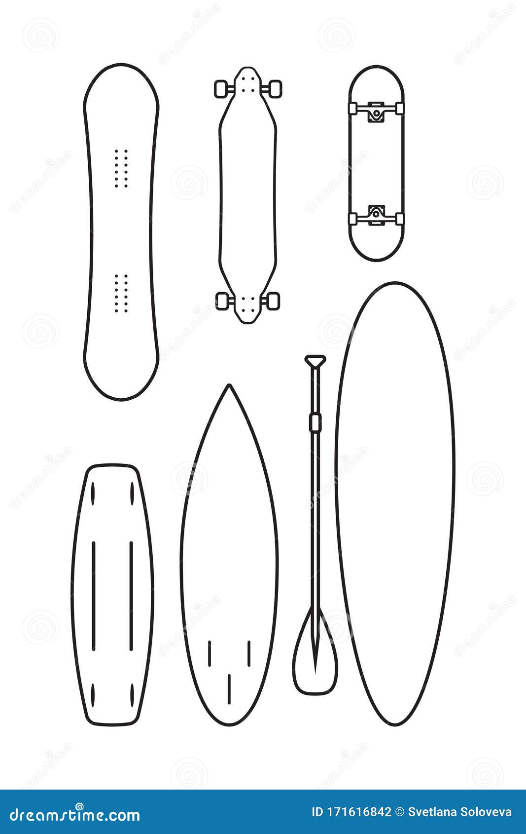 Vector Flat Black Outline of Different Board Stock Illustration ...
