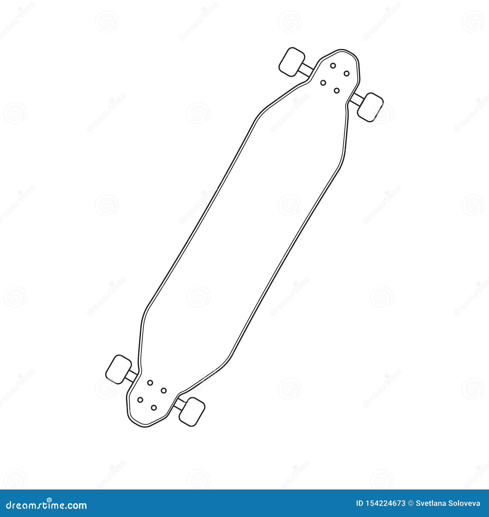 Vector Flat Black Outline Longboard Icon Stock Vector - Illustration of ...