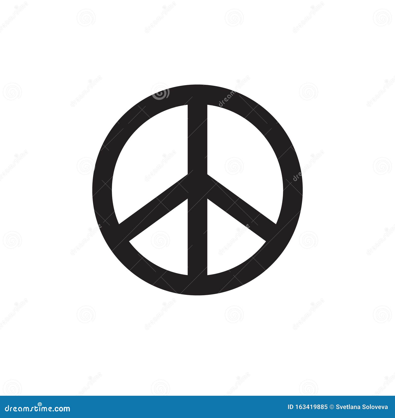 Vector Flat Black Peace Symbol Stock Illustration - Illustration of ...