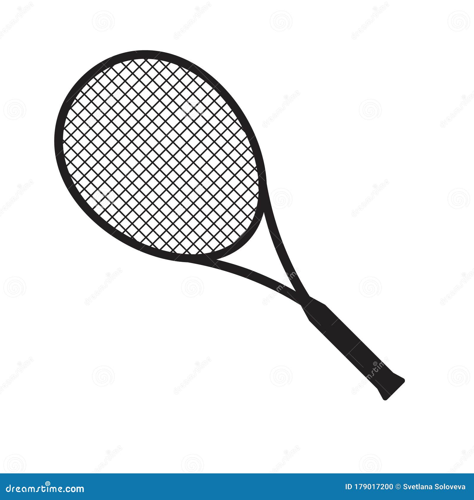 Vector Flat Black Tennis Racket Silhouette Stock Illustration ...