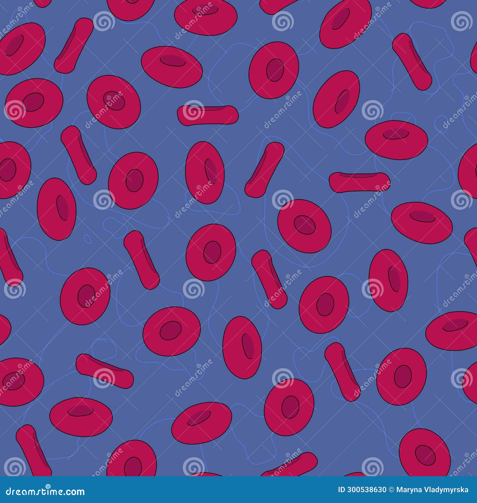 Vector Flat Blood Cell Seamless Pattern Illustration. Streaming ...