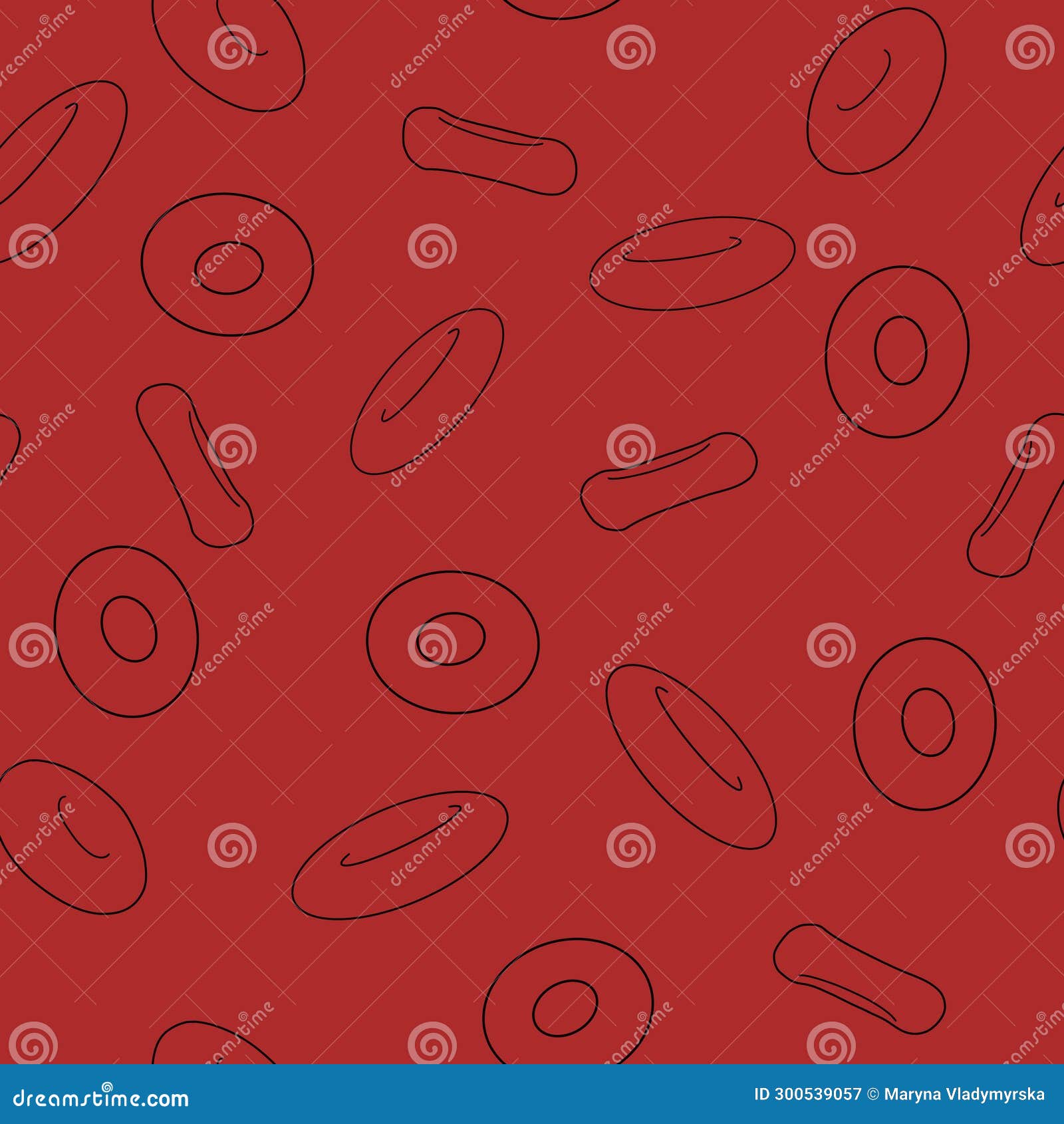 Vector Flat Blood Cell Seamless Pattern Illustration. Streaming Outline ...