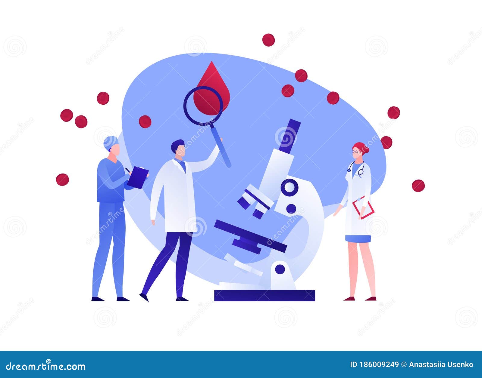 Vector Flat Blood Laboratory Character Illustration. Medic Team with ...