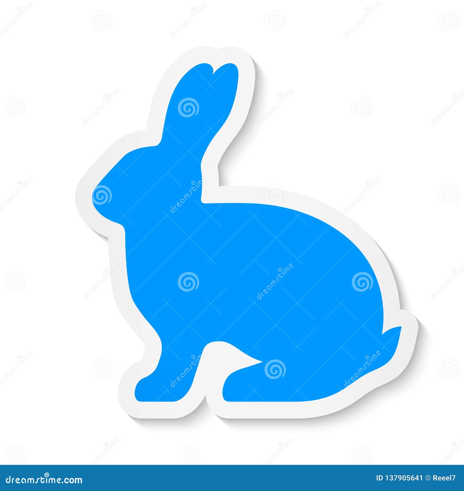 Vector Flat Blue Rabbit Sticker Icon Isolated on White Background Stock ...