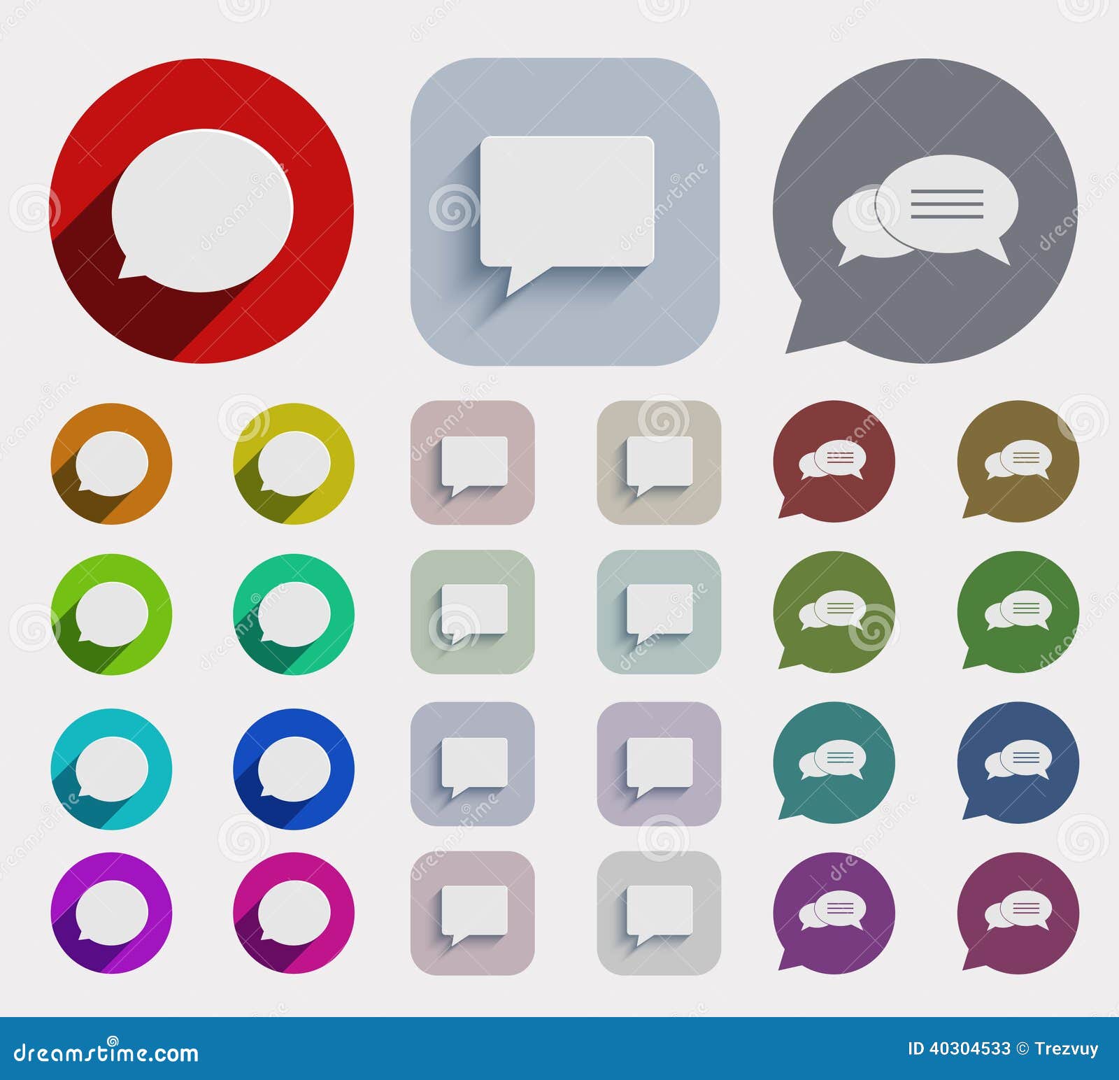 Vector Flat Bubble Speech Icons Set. Stock Vector - Illustration of ...