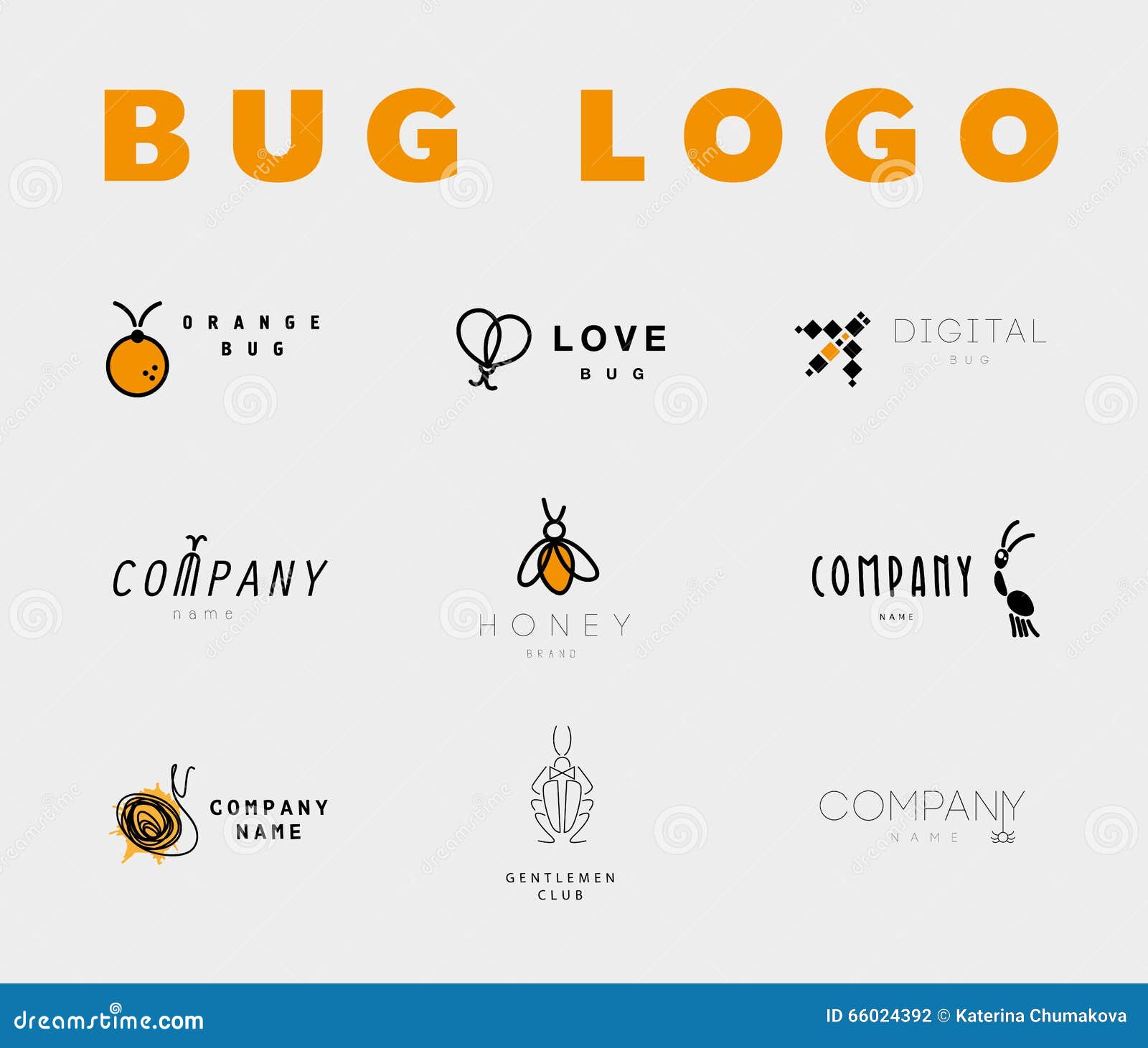 Vector Flat Bug Logo Collection. Stock Vector - Illustration of minimal ...