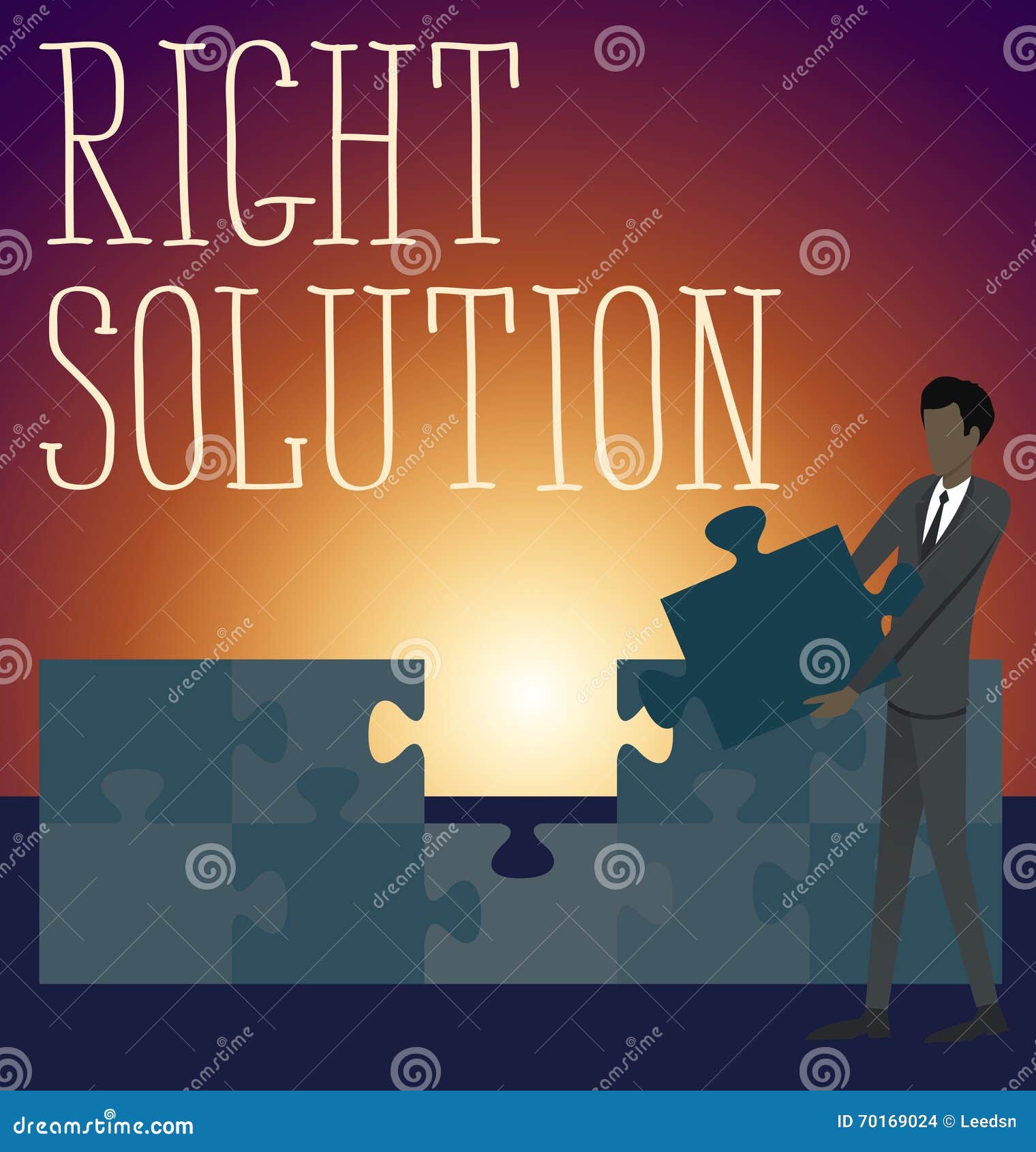Vector Flat Business Concept Right Solution Stock Vector - Illustration ...