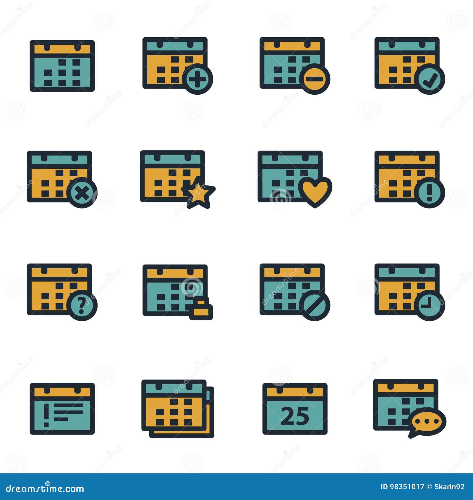 Vector Flat Calendar Icons Set Stock Vector - Illustration of plan ...