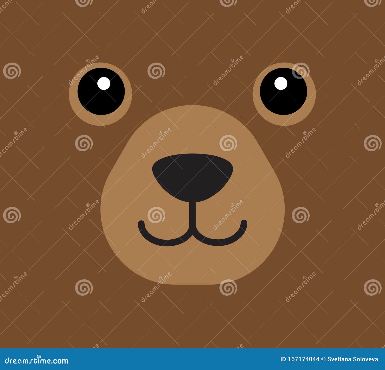 Vector Flat Cartoon Bear Face Stock Illustration - Illustration of face ...