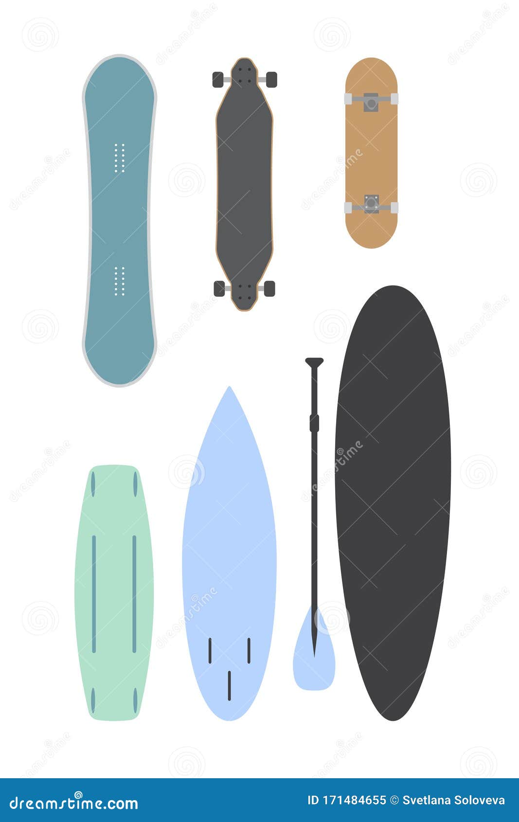 Vector Flat Cartoon Colored of Different Boards Stock Illustration ...