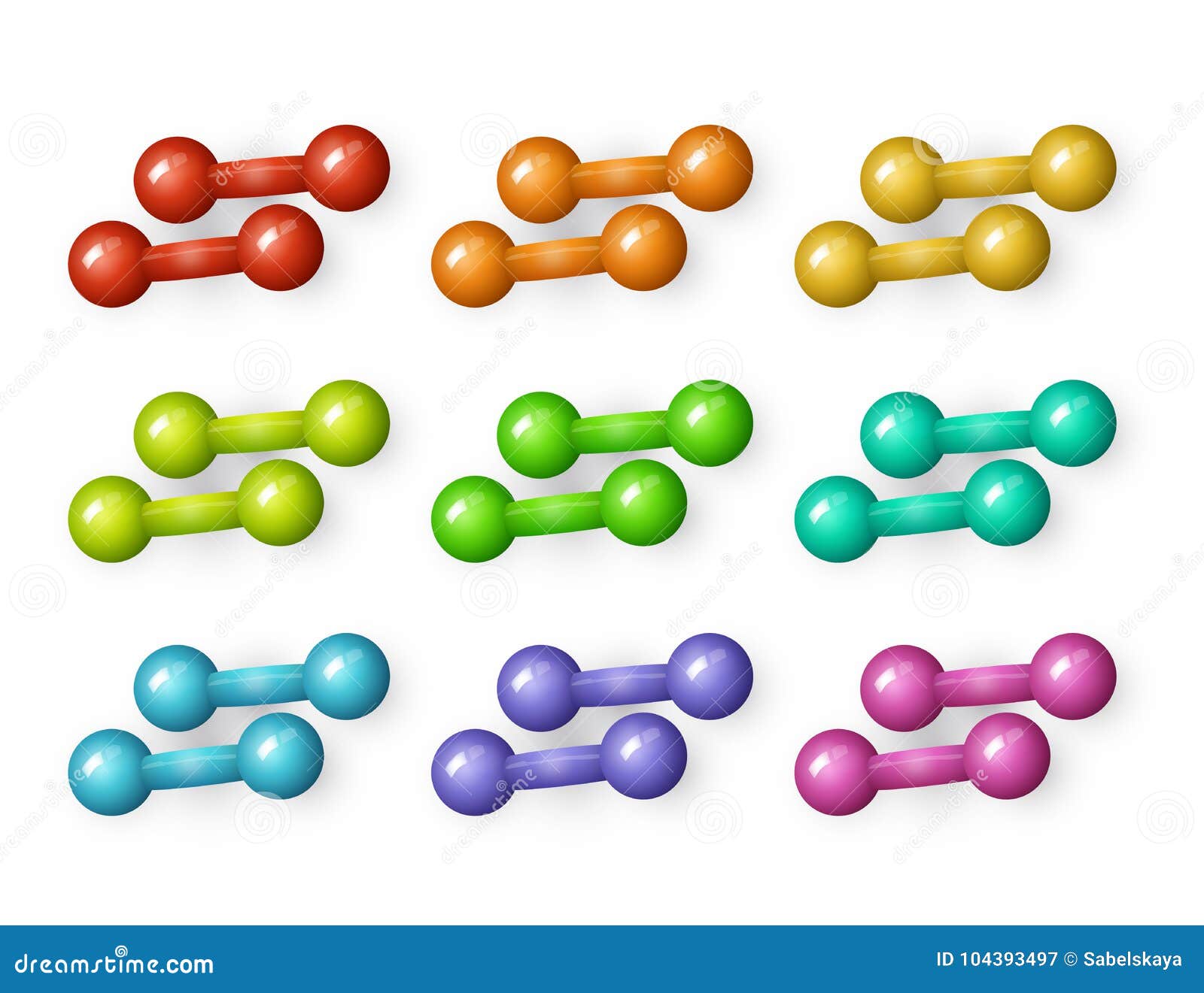 Vector Flat Cartoon Dumbbells Set Stock Vector - Illustration of health ...