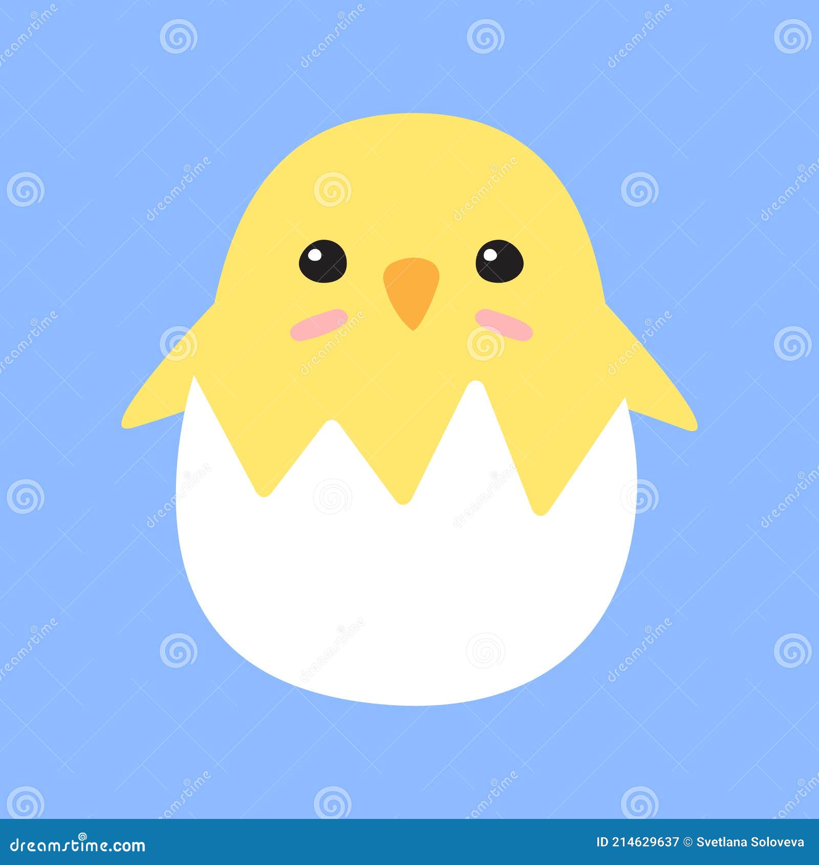 Vector Flat Cartoon Doodle Chick in Egg Shell Stock Vector ...