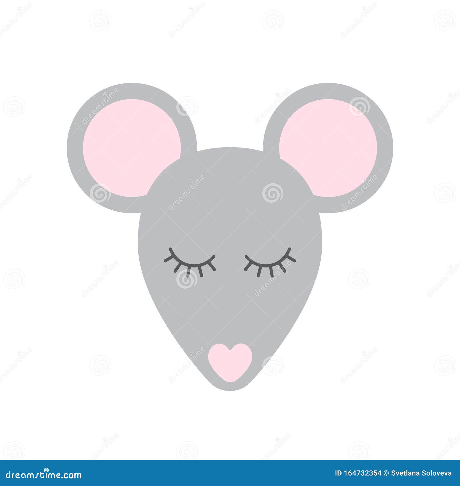 Vector Flat Cartoon Gray Mouse Rat Face Stock Vector - Illustration of ...