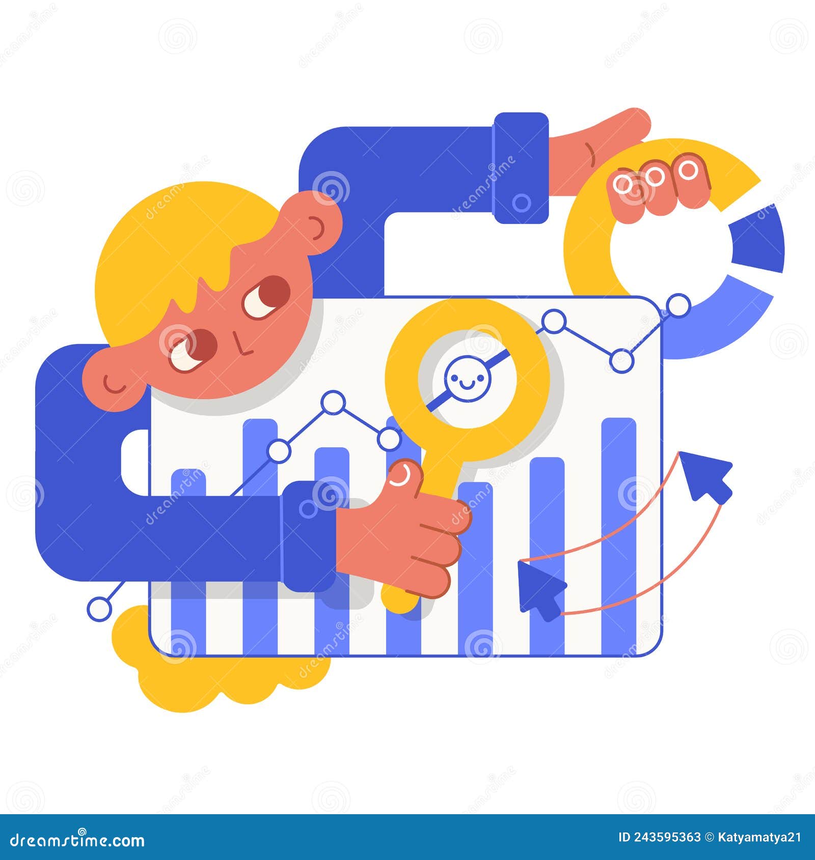 Vector Flat Cartoon Illustration. Seo Analytics. Charts and Clicks ...