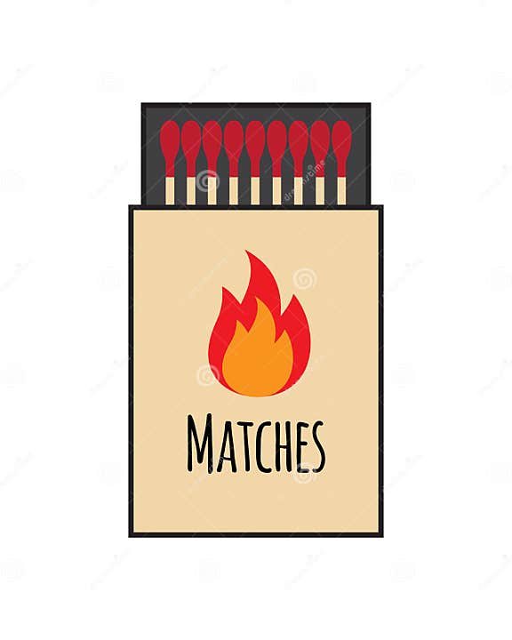 Vector Flat Cartoon Match Box on White Background Stock Illustration ...