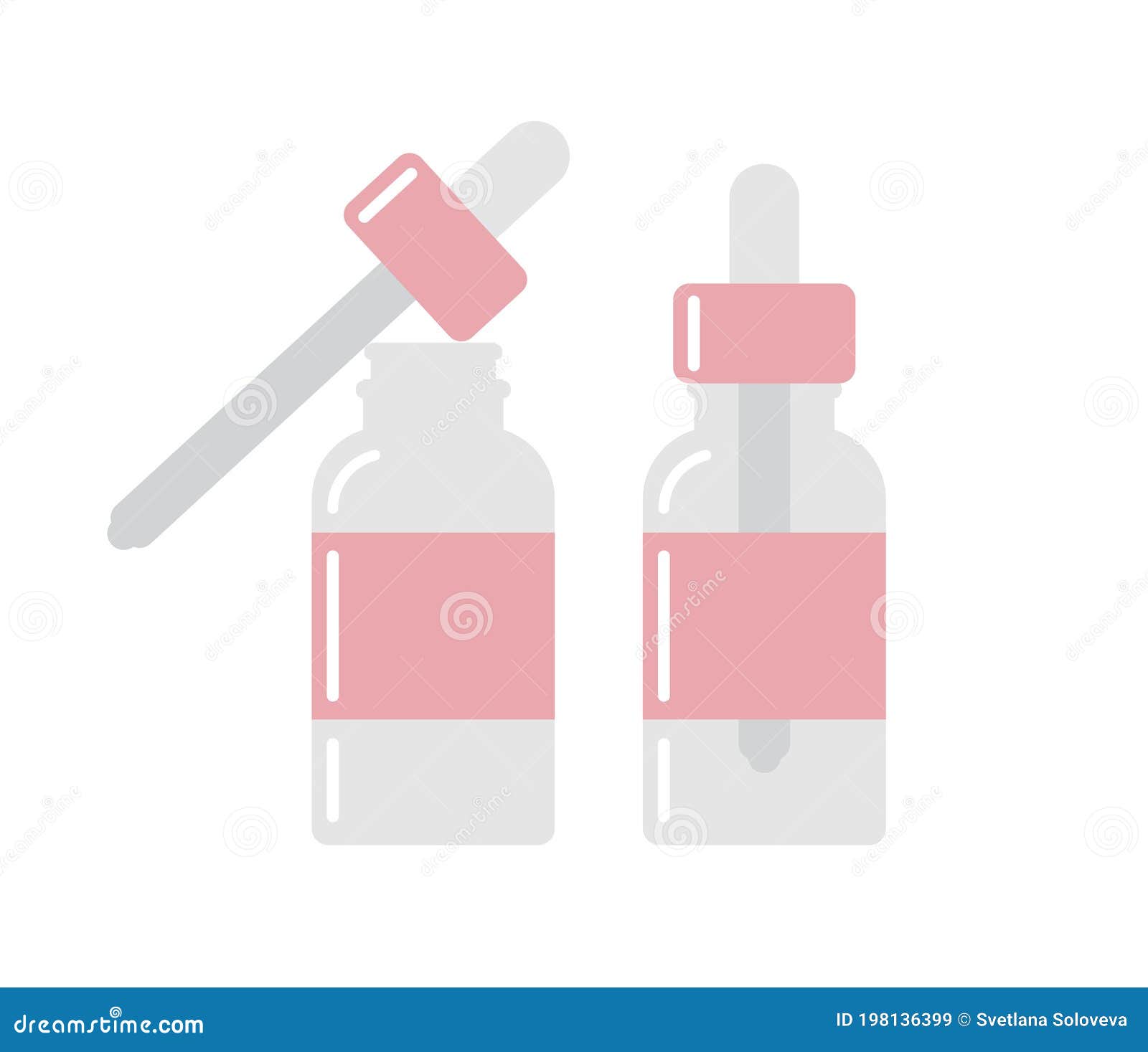 Vector Flat Cartoon Two Oil Essence Bottle Stock Illustration ...