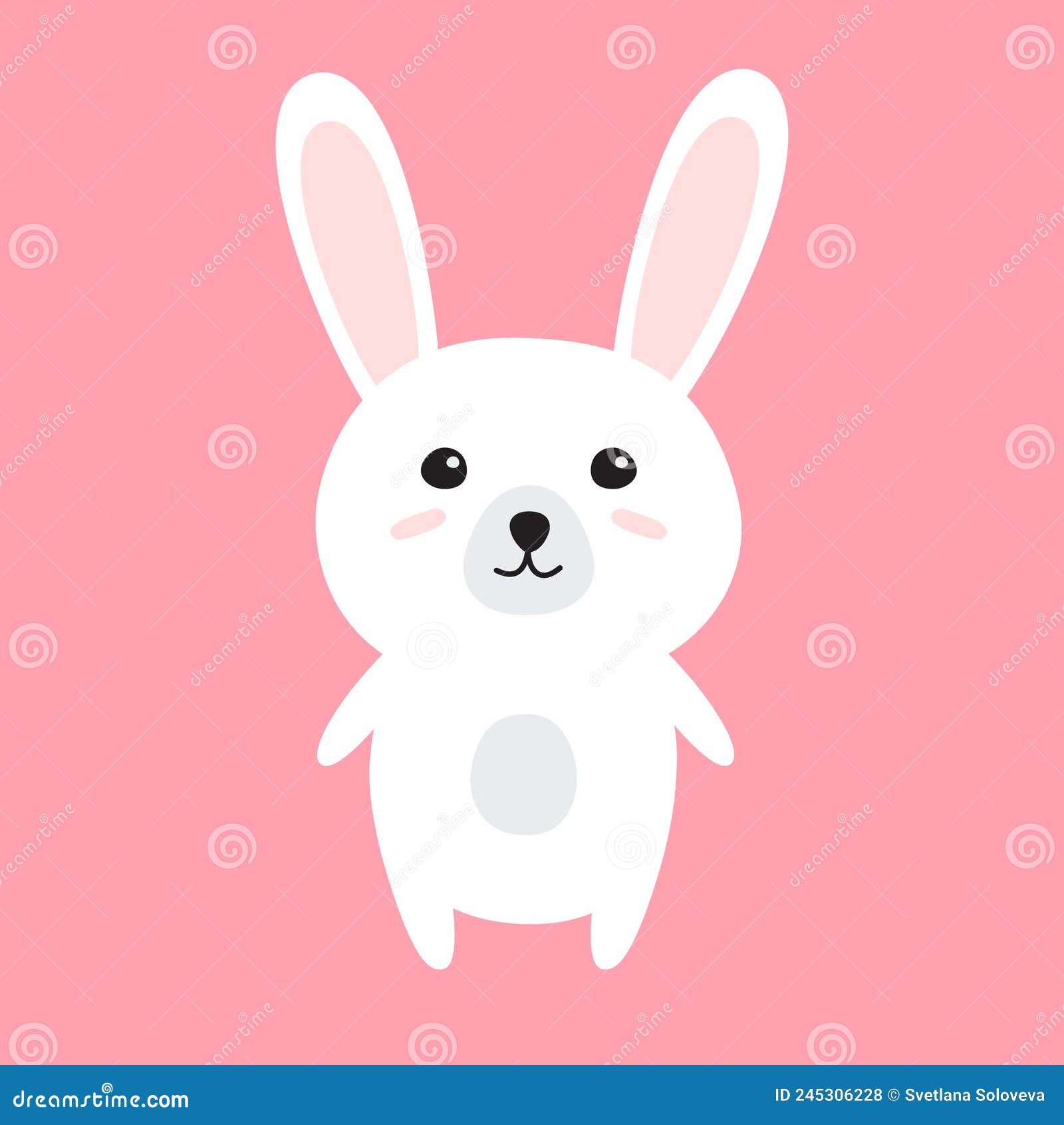 Vector Flat Cartoon White Bunny Rabbit Stock Vector - Illustration of ...