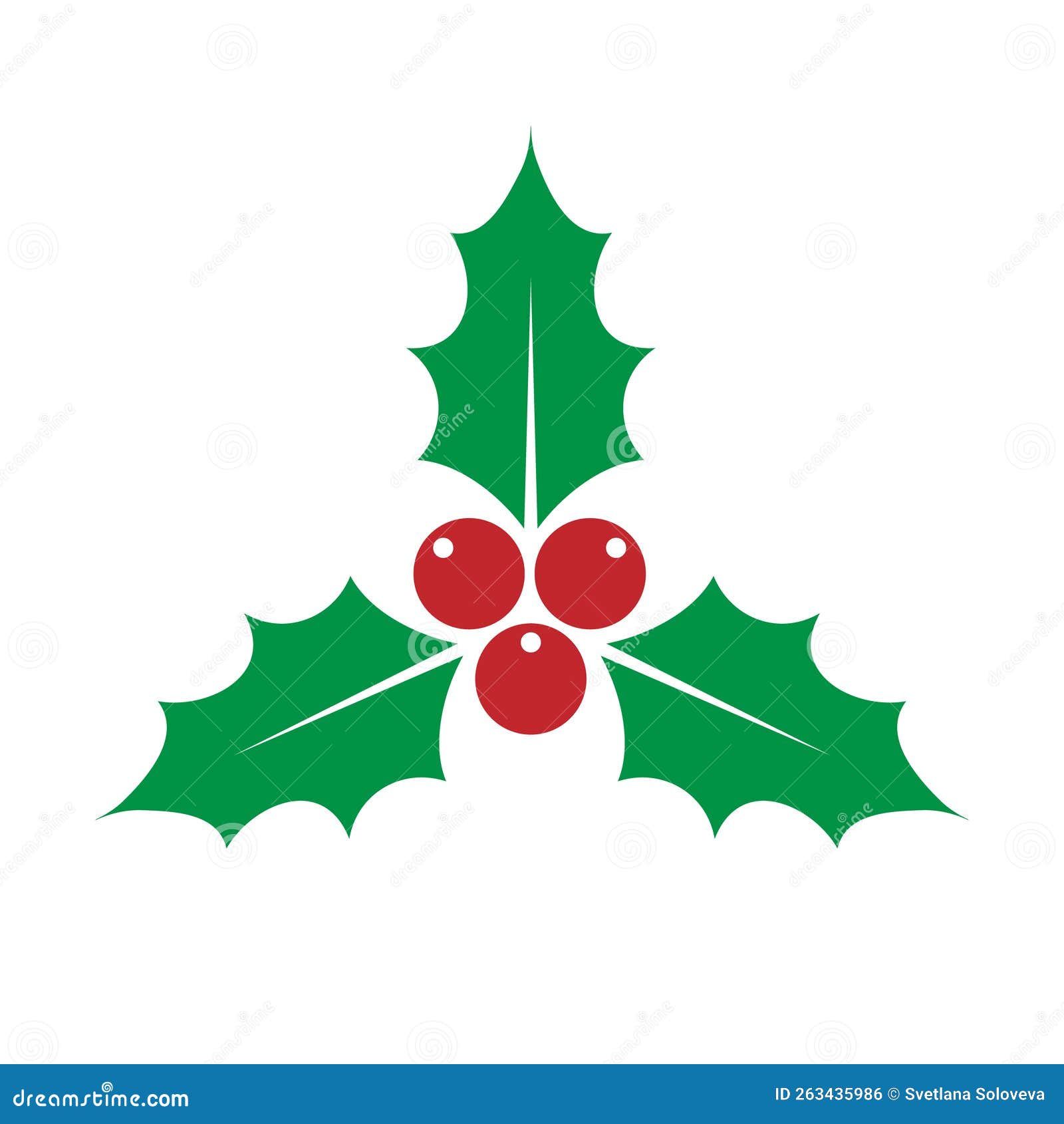 Vector Flat Christmas Holly Berry Stock Vector - Illustration of ...