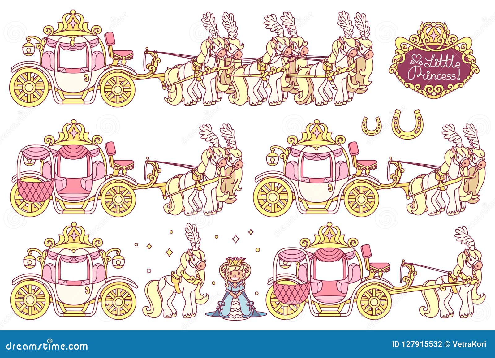 Vector Flat Cinderella Carriage Stock Vector - Illustration of ...
