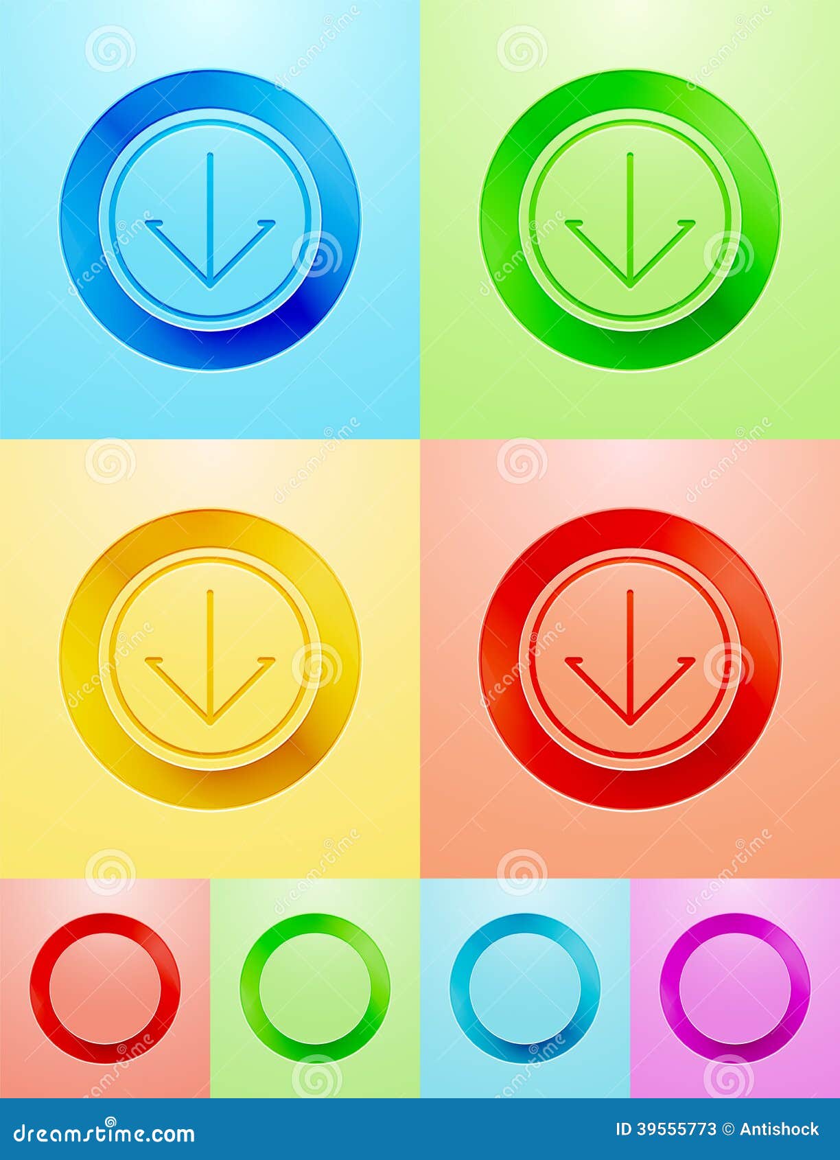 Vector Flat Circle Button Design Stock Vector - Illustration of arrow ...