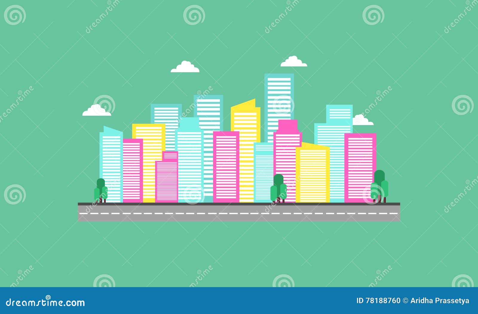 Vector Flat of City Icon and Street Stock Vector - Illustration of ...