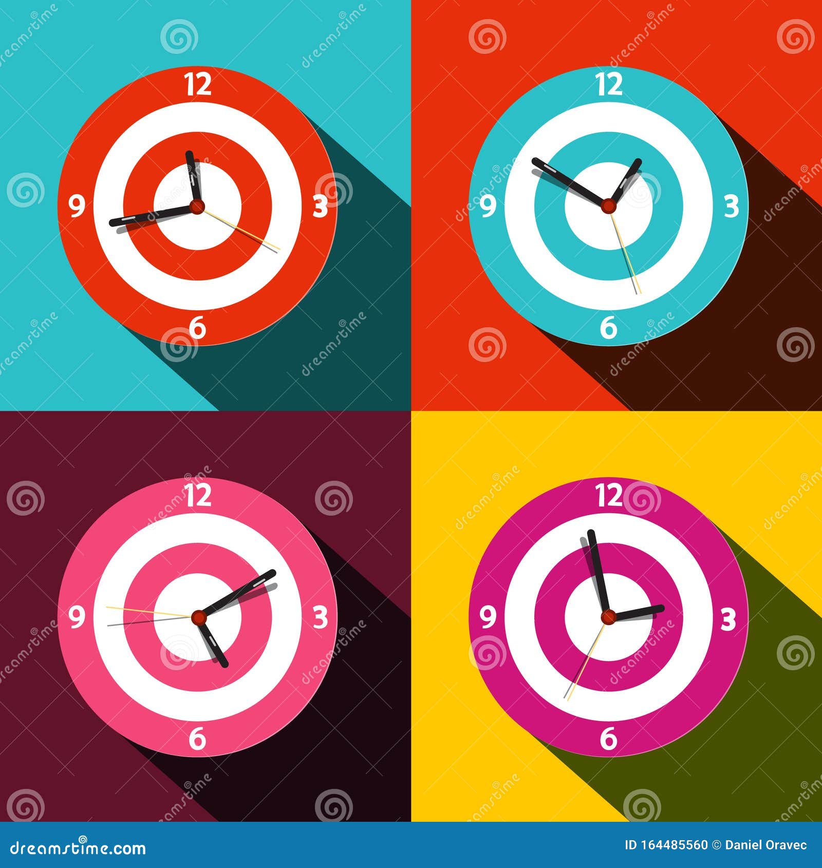 Vector Flat Clock Icons Set Stock Vector - Illustration of icon, line ...