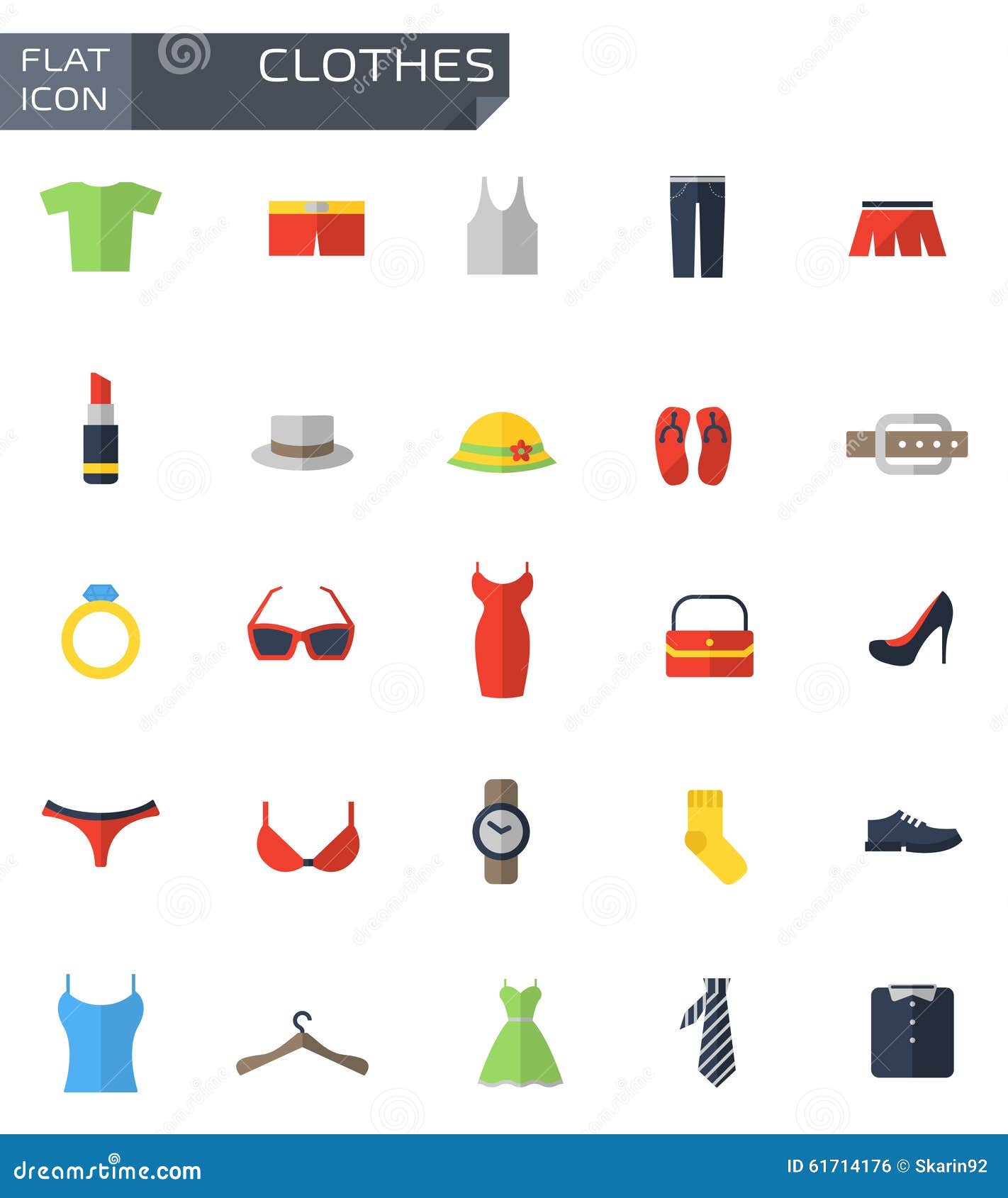 Clothes Set Icons In Flat Style. Big Collection Of Clothes Symbol ...