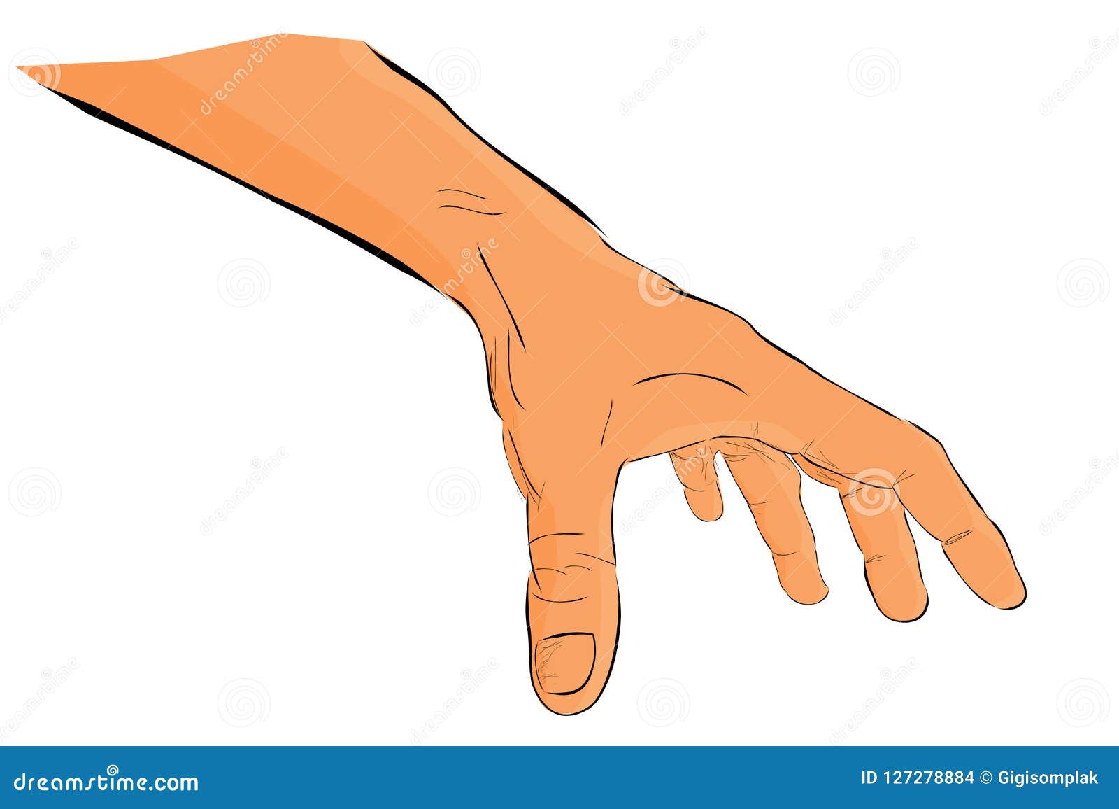 Flat Color Simple Sketch of Hand Pick or Grab Something Stock Vector ...