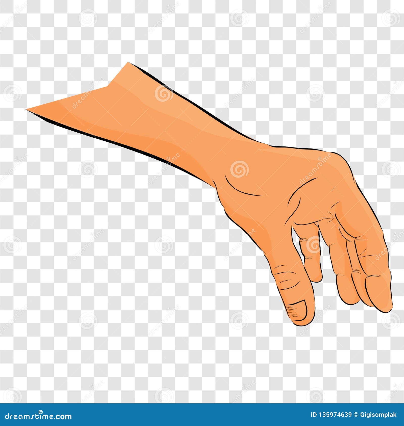 Flat Color Simple Sketch of Hand Pick or Grab Something, at Transparent ...