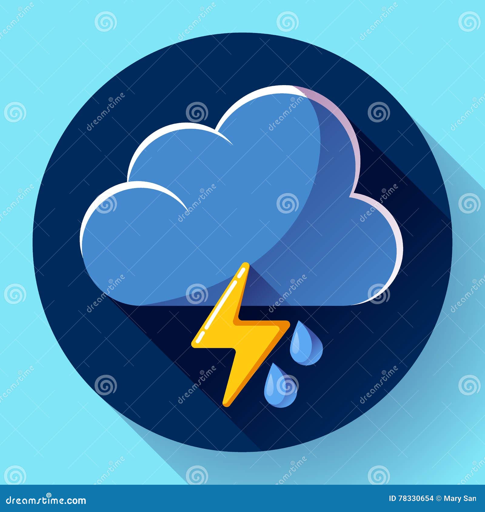Vector Flat Color Weather Meteorology Icon with Long Shadow Stock ...