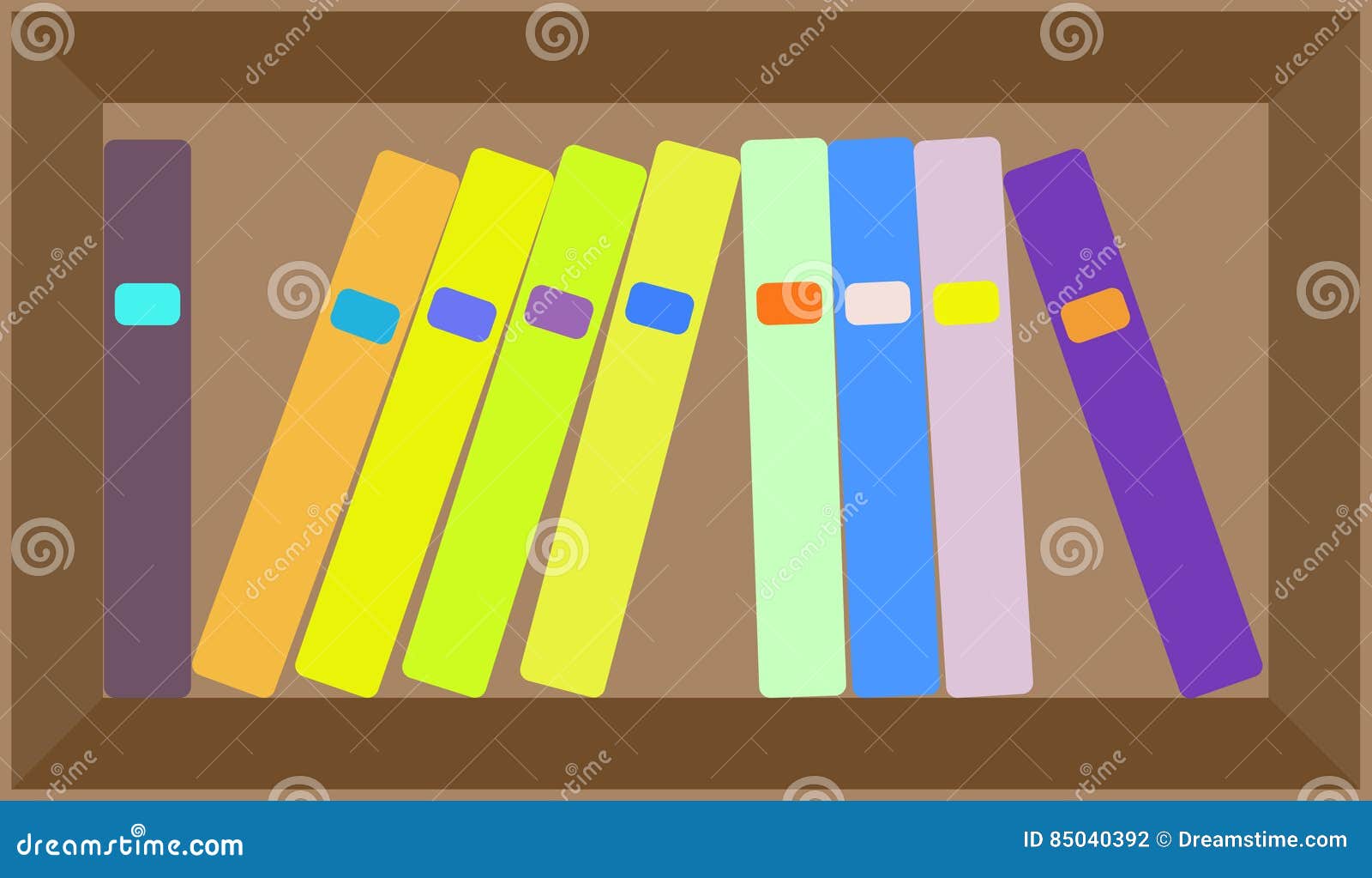 Vector Flat Colorful Bookshelf Layout Stock Illustration - Illustration ...