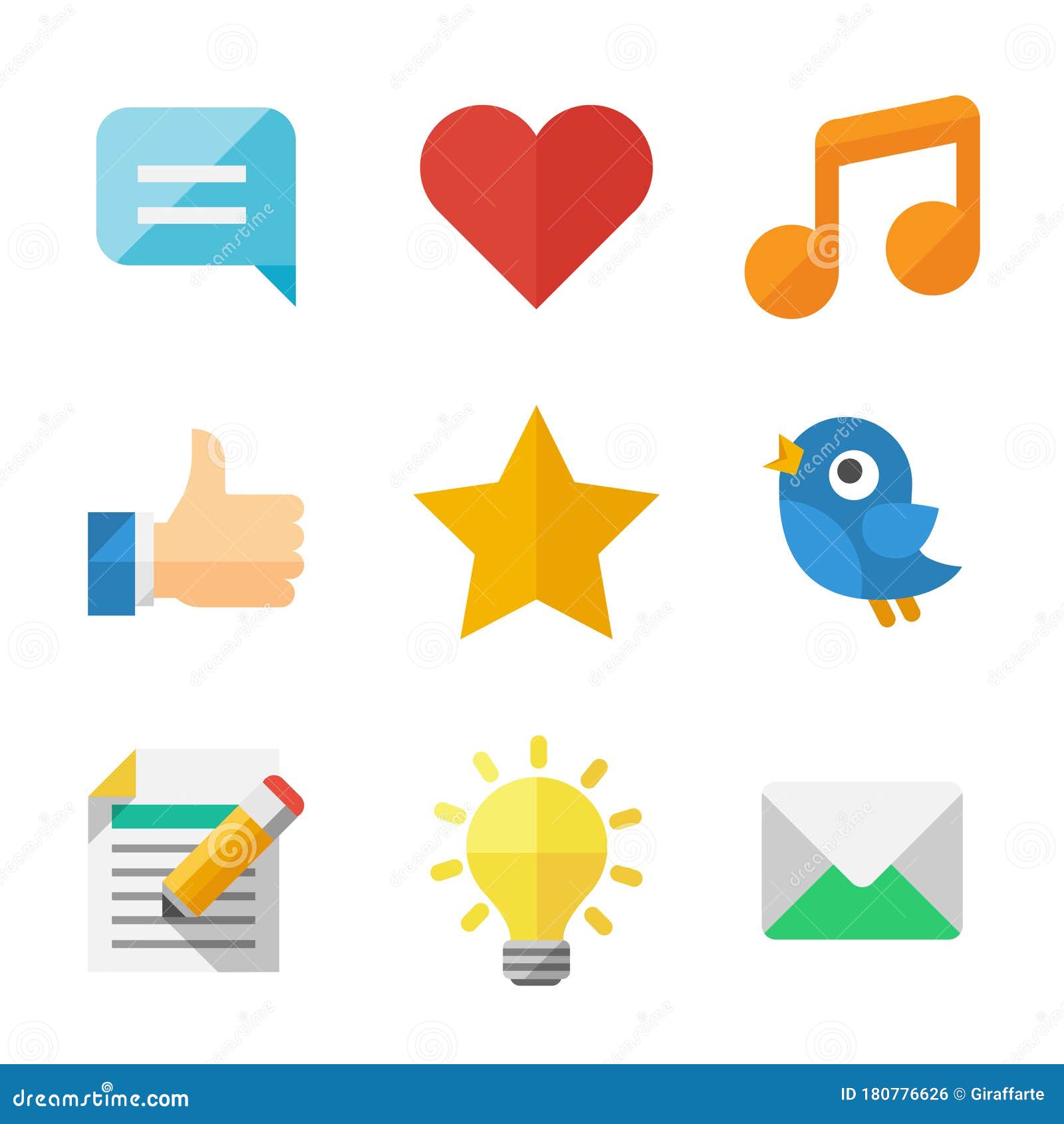 Vector Flat Style Communicative and Social Icons Stock Vector ...