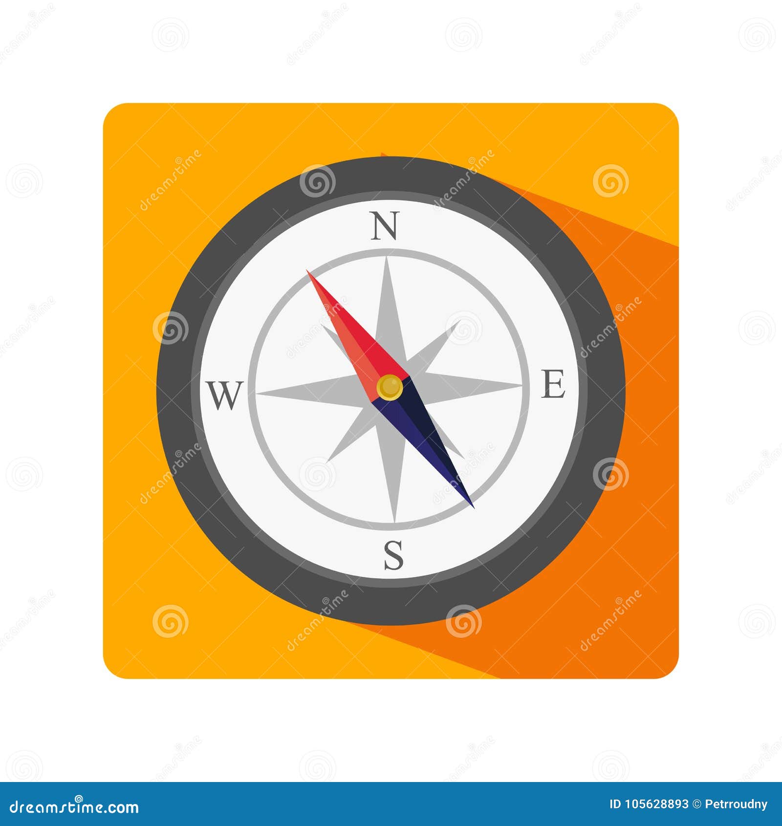 Vector Flat Compass Icon with Shadow Stock Vector - Illustration of ...