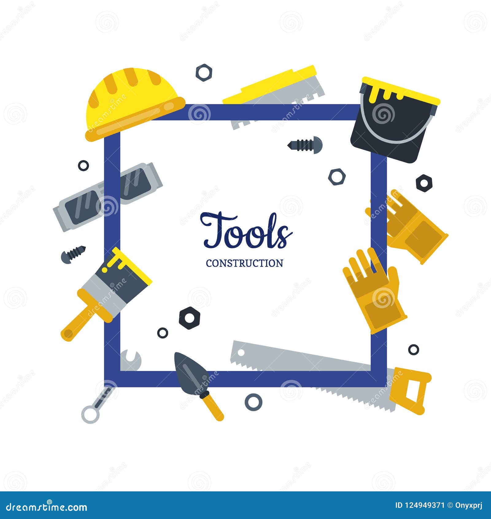 Flat Lay Of Construction Tools And Blueprints On Concrete, A Visual ...