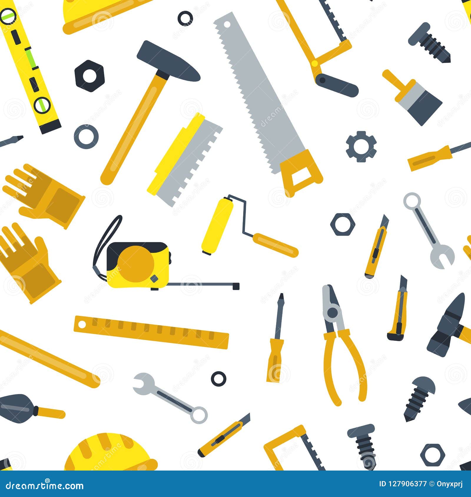 Vector Flat Construction Tools Pattern or Background Illustration Stock ...