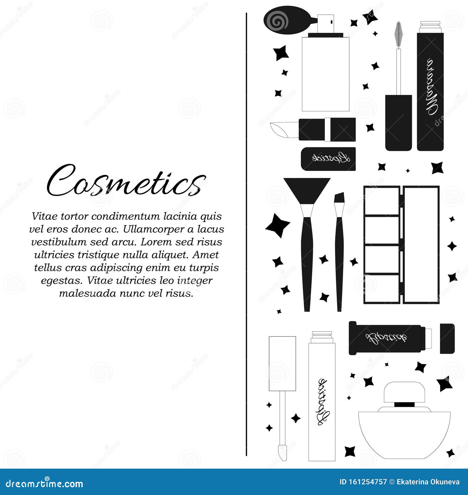 Vector Flat Cosmetics and Beauty Card Concept. Illustration for Design ...