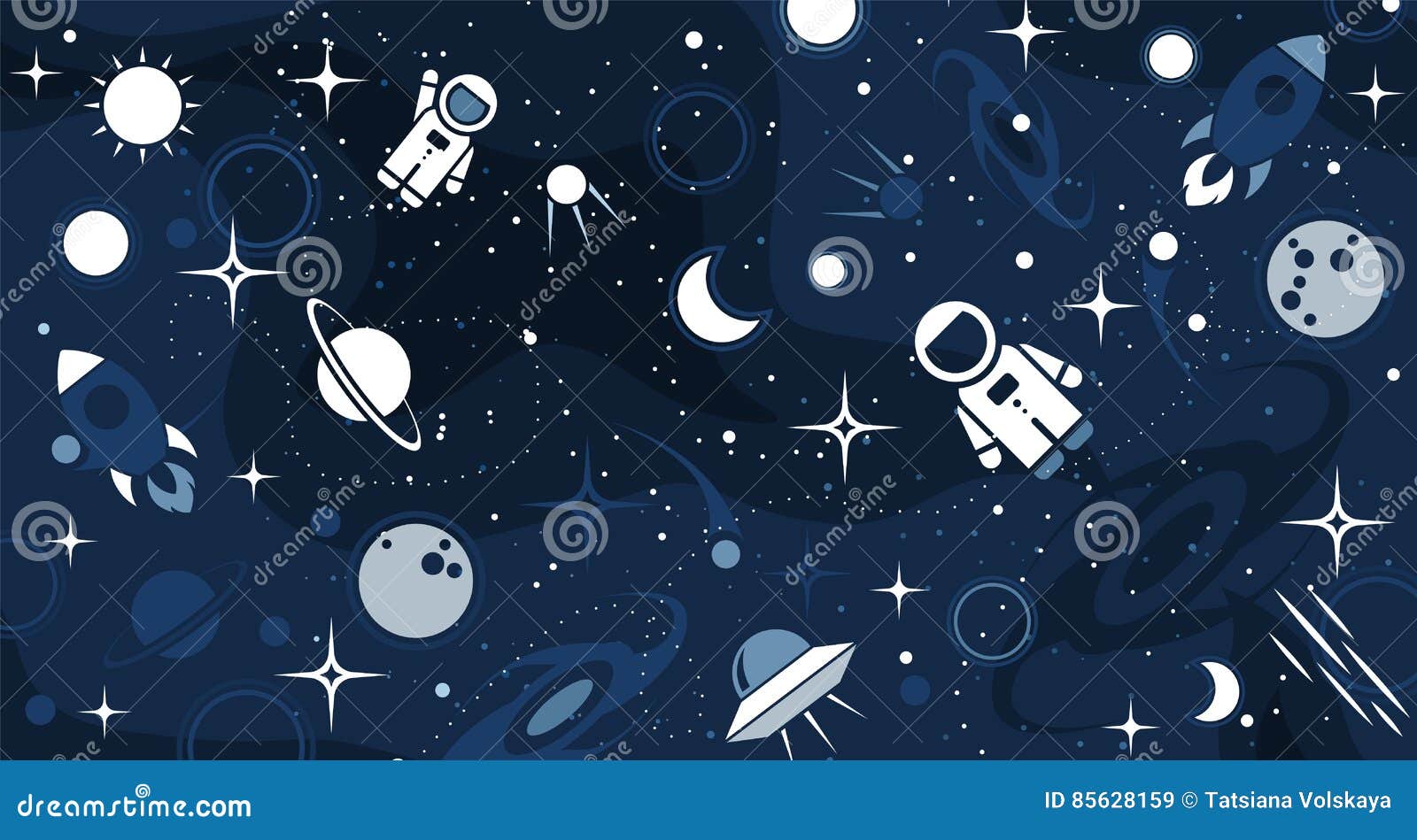 Vector Flat Cosmos Design Background Stock Vector - Illustration of ...
