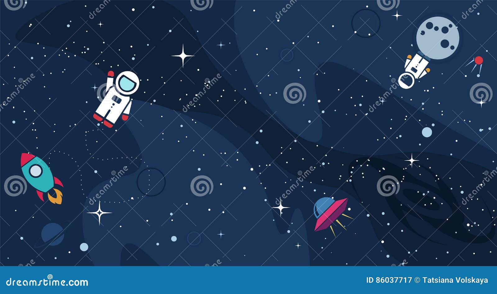 Vector Flat Cosmos Design Background Stock Vector - Illustration of ...