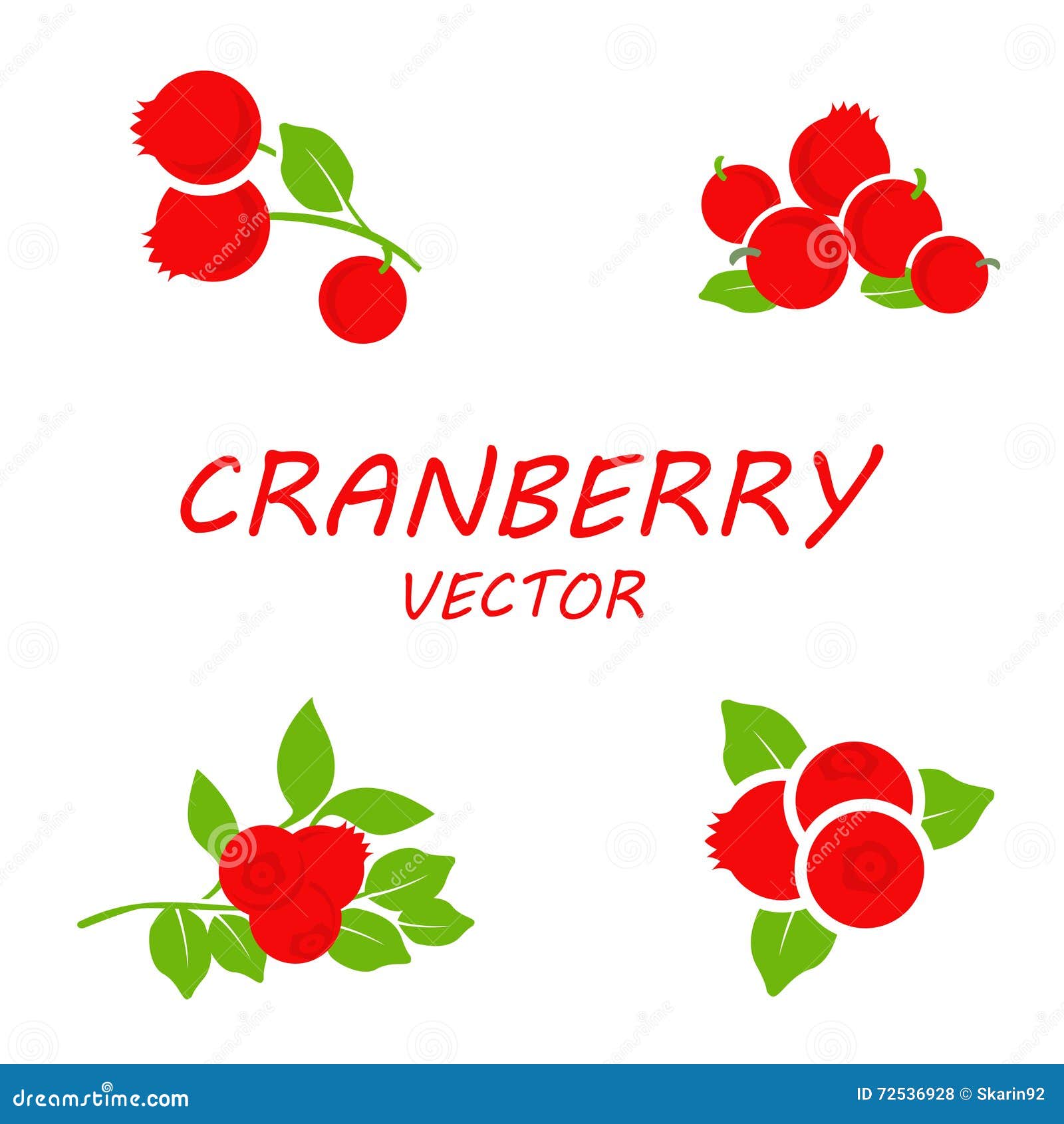 Vector Flat Cranberry Icons Set Stock Illustration - Illustration of ...