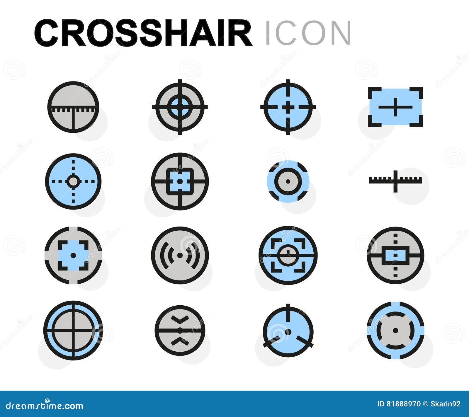 Vector Flat Crosshair Icons Set Stock Vector - Illustration of aiming, icon: 81888970