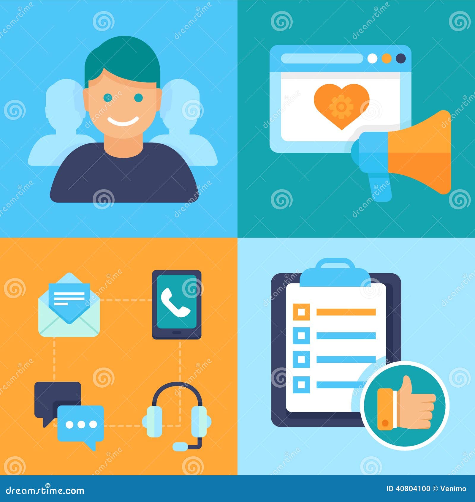 Vector Flat Customer Experience Concepts Stock Vector - Illustration of ...