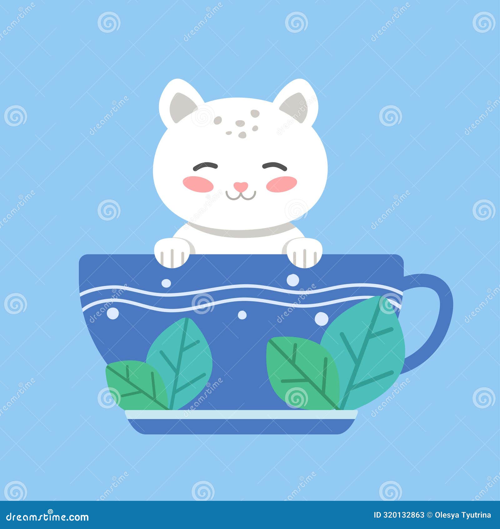 Vector Flat Cute Illustration Cat in Cup Stock Illustration ...