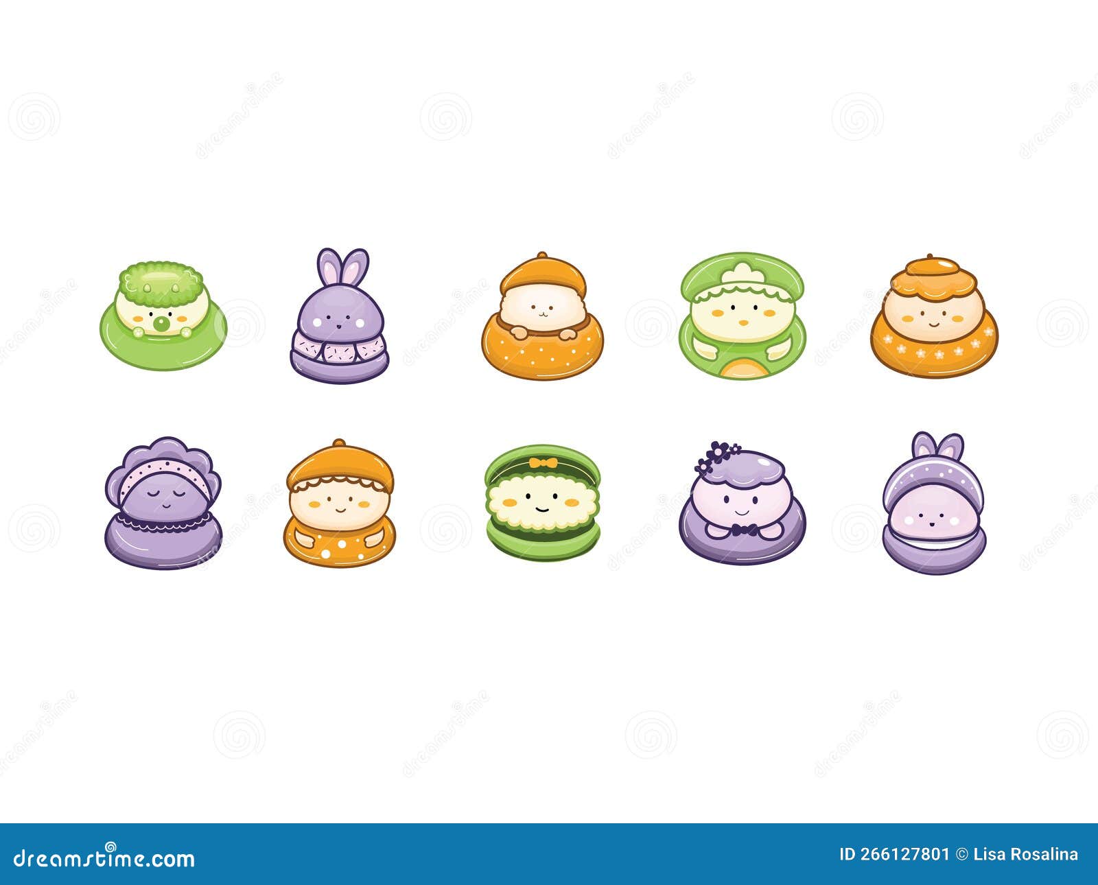 Vector Flat Cute Macaroon Cartoon Character Illustration Concept Stock ...