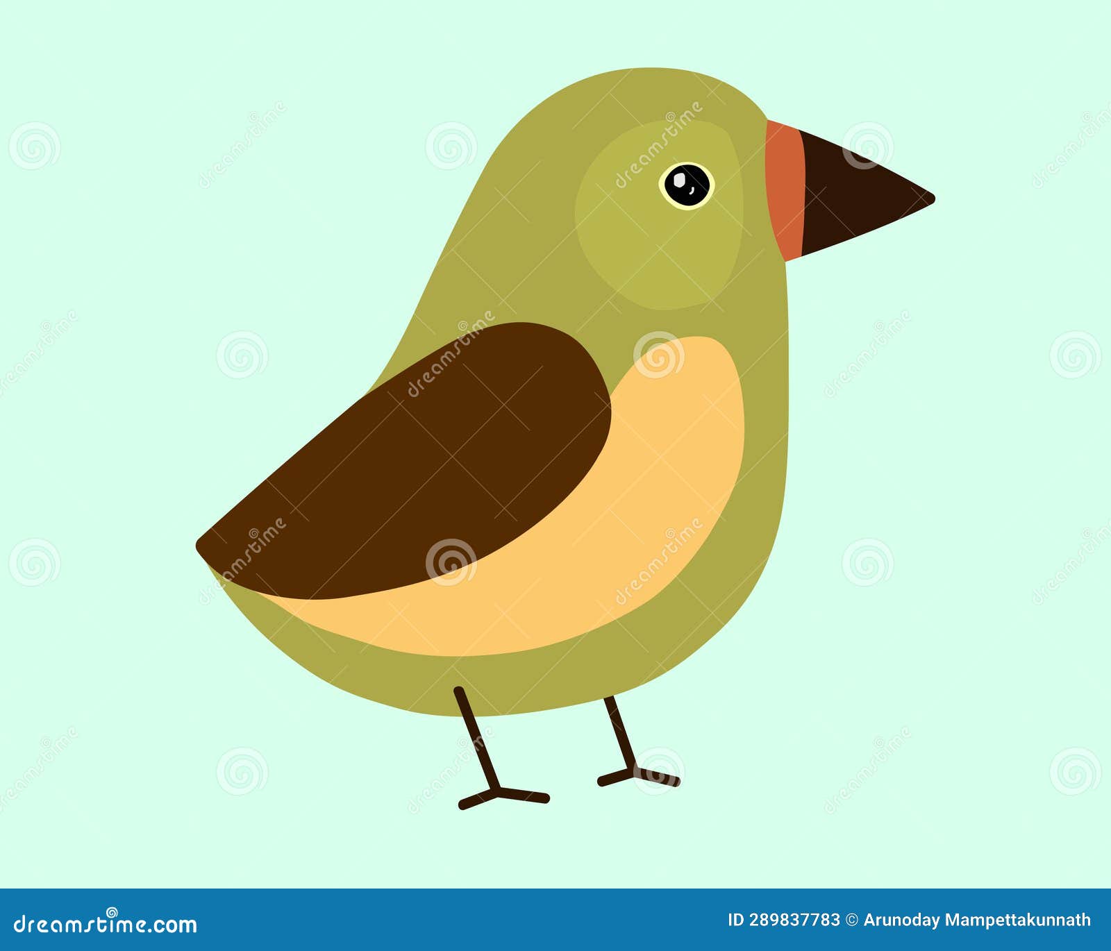 Vector Flat Design Bird Cute Cartoon Nightingale Stock Image - Image of ...