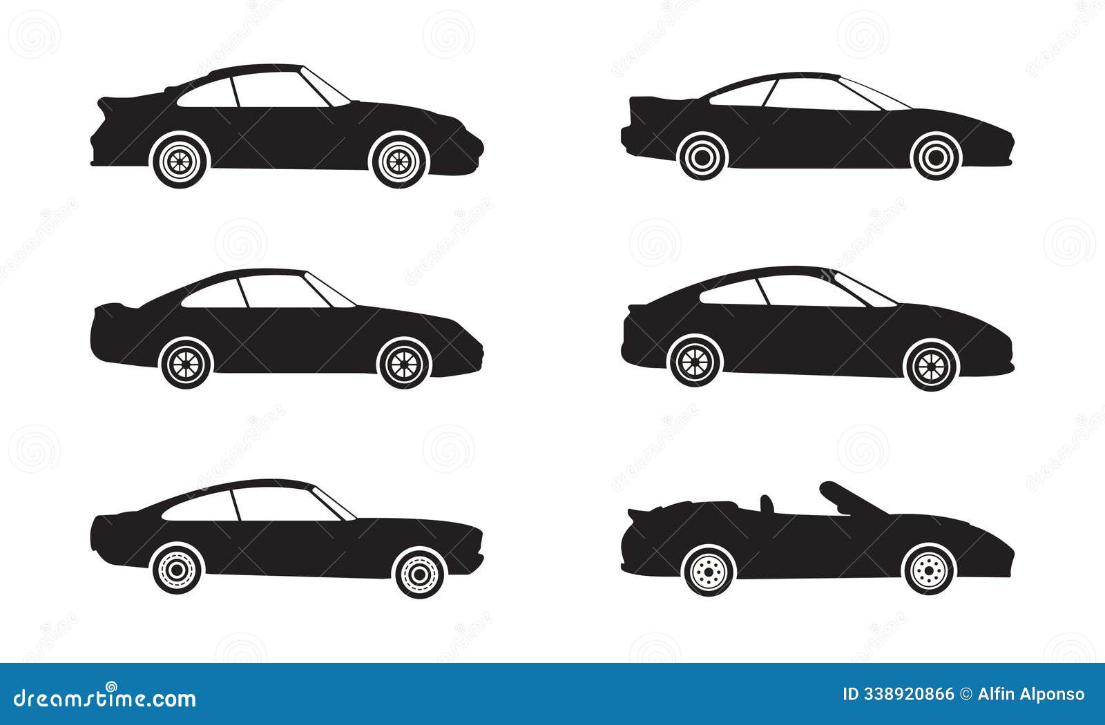 Vector Flat Design Car Silhouette Set Stock Vector - Illustration of ...